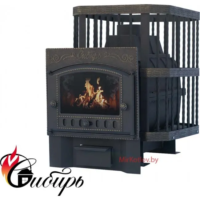 Печь банная чугунная Сибирь 24 Каминная дверца Сибирь Кованная сетка купить в Минске